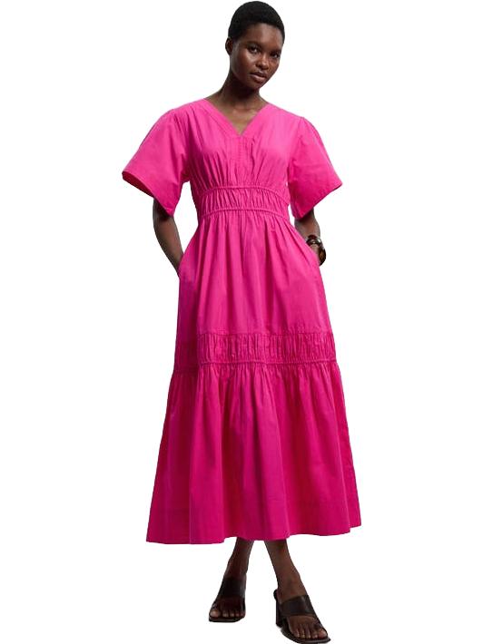 KAREN MILLEN Karen Millen Tiered Cotton V-Neck Maxi Dress